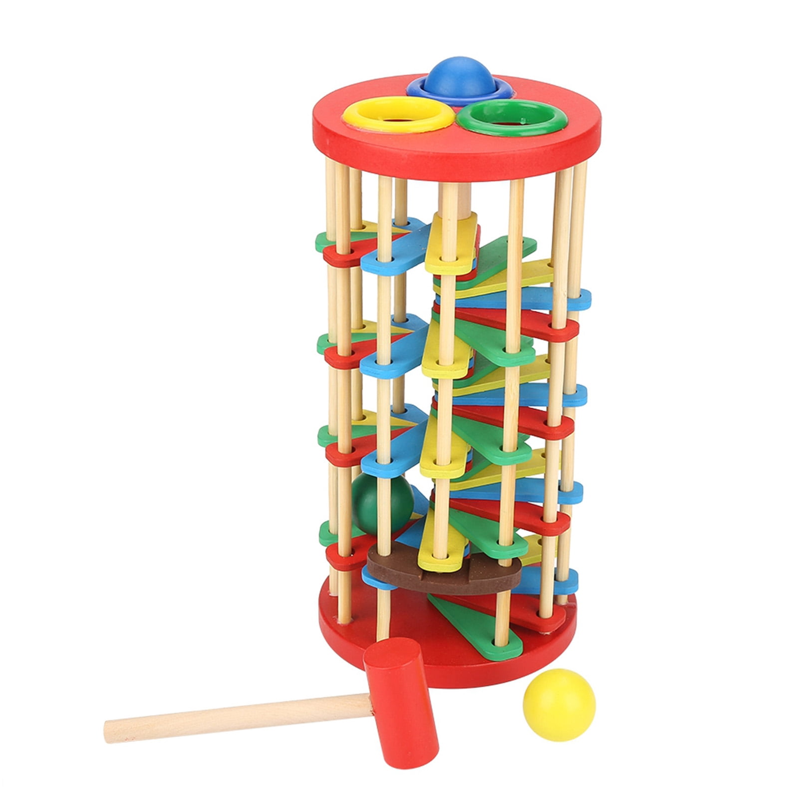 Wooden Knock Ball Ladder Toy, Hand,Eye Coordination, Safe Colorful ...