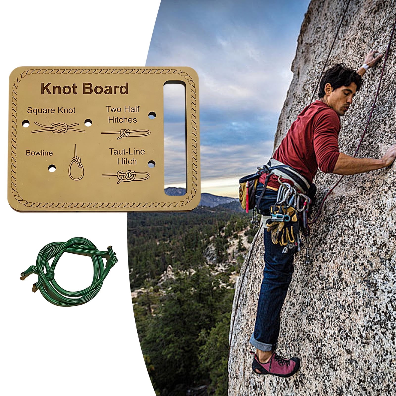 Wooden Knot Tying Practice Board - Quick Knot Training Tool for Camping ...
