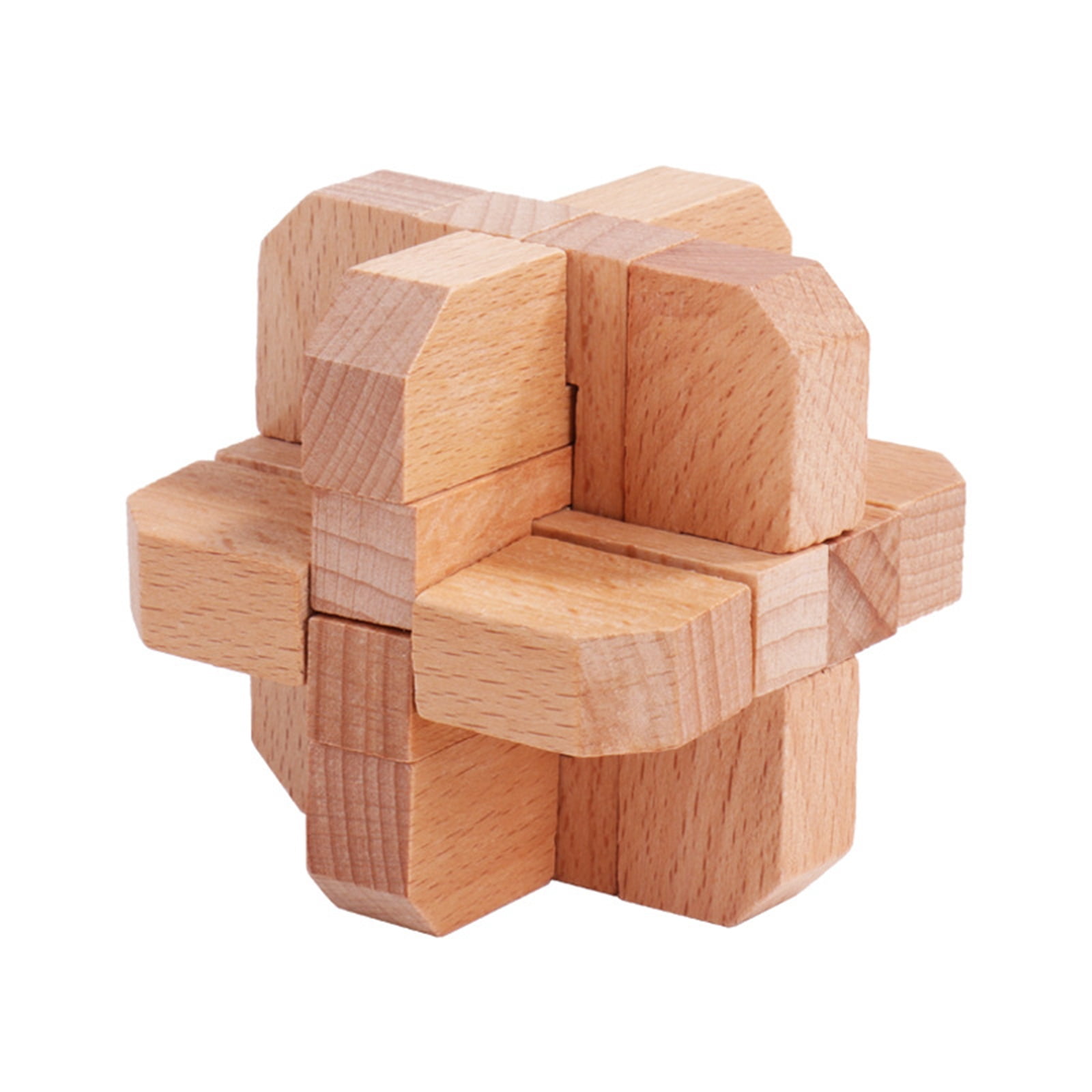 Wooden Kongming Lock Brain Teaser Puzzle, Interlocking Burr Puzzle With ...