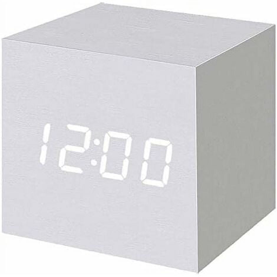 Wooden LED Digital Alarm Clock, Digital Cube Clock with Date and ...