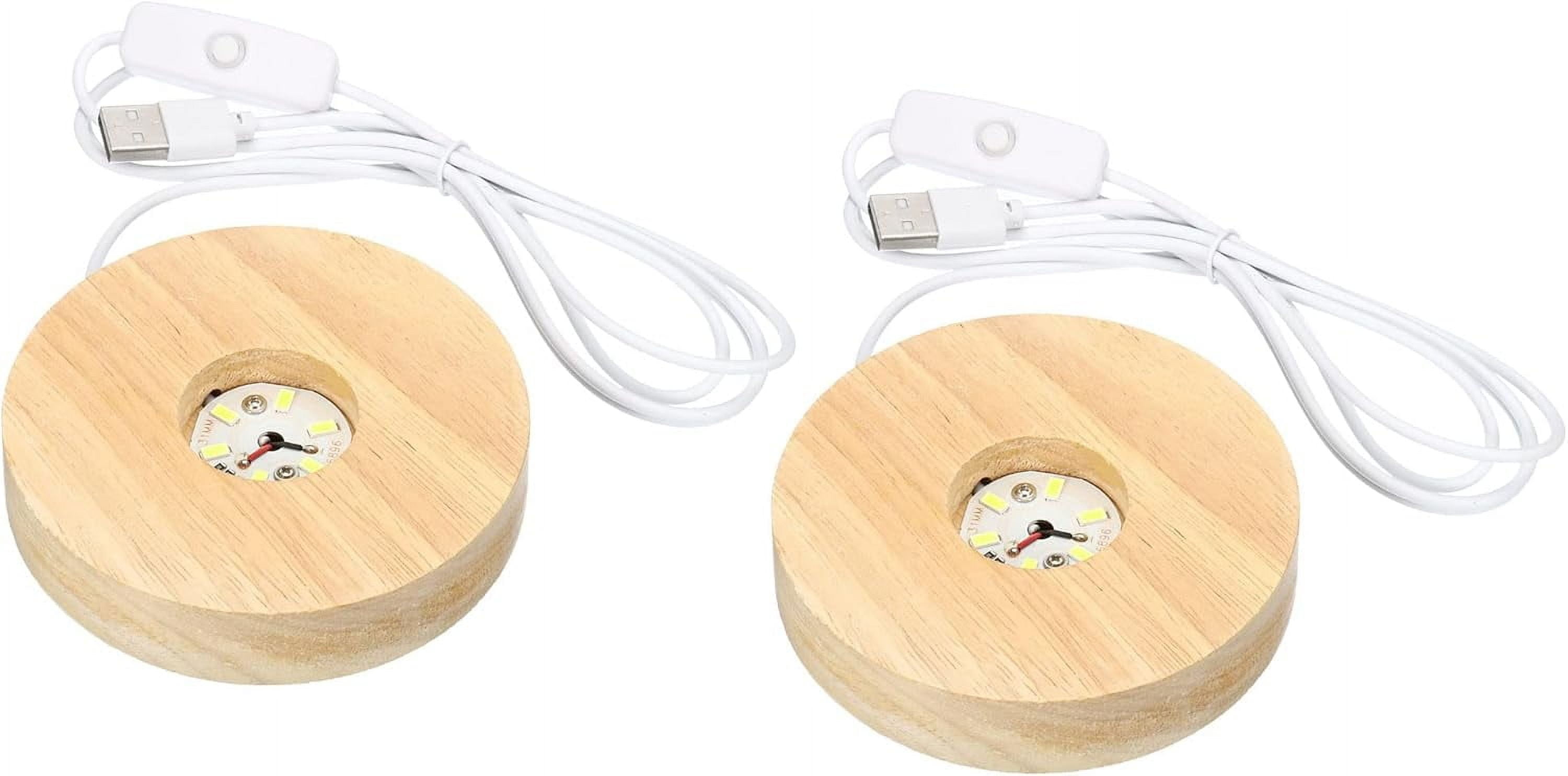 Wooden LED Light Base Stand, 2 Packs Round Wooden 3.94" Dia White ...