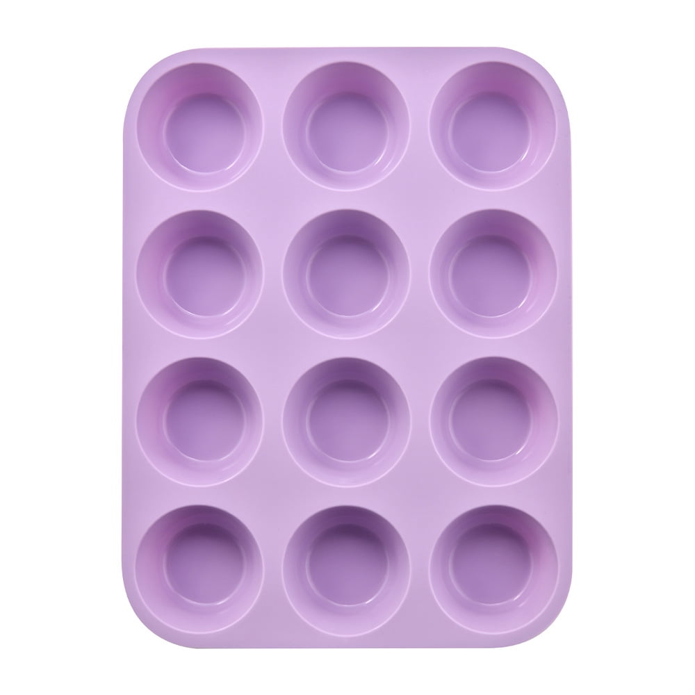 12 Cups Silicone Mini Muffin Pan Set, Nonstick Mini Cupcake Pans, BPA ...