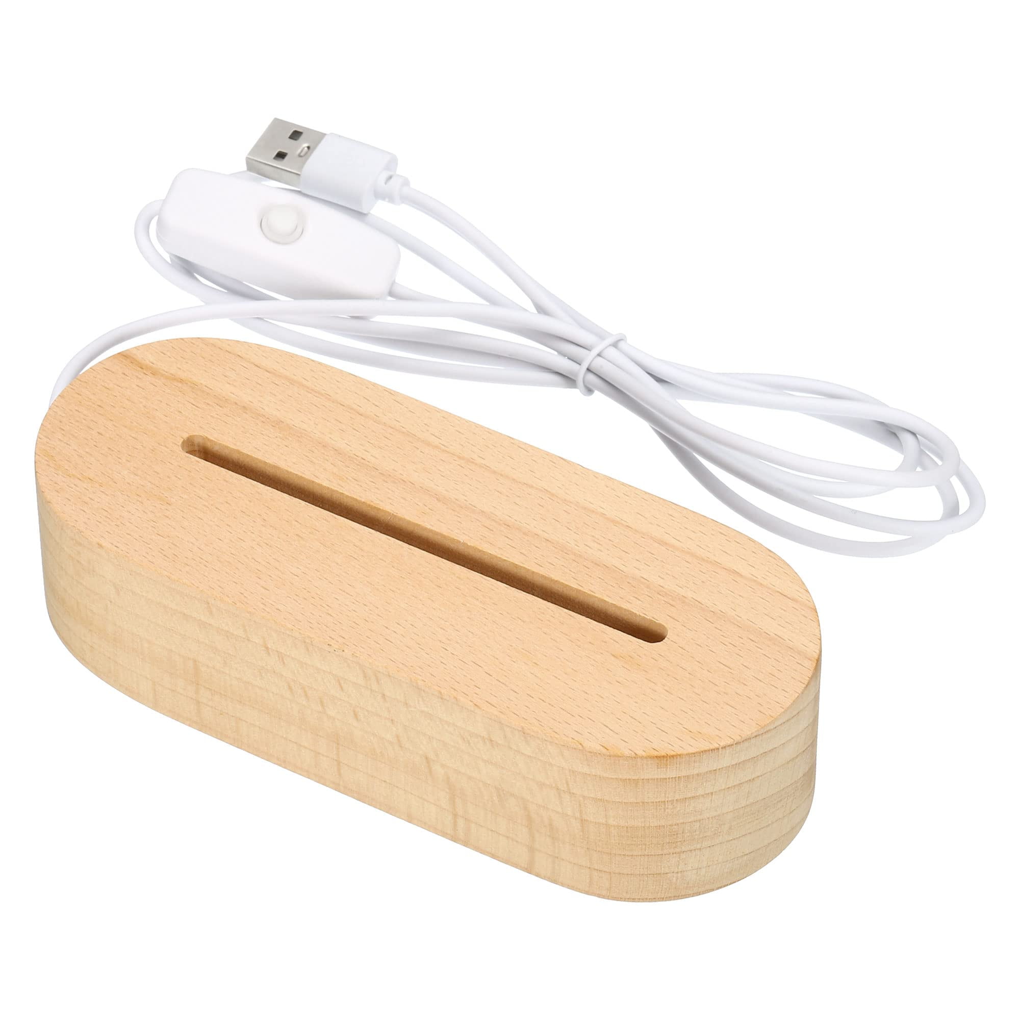 Wooden LED Light Base Stand, Oval Wooden Warm White Lights Display ...