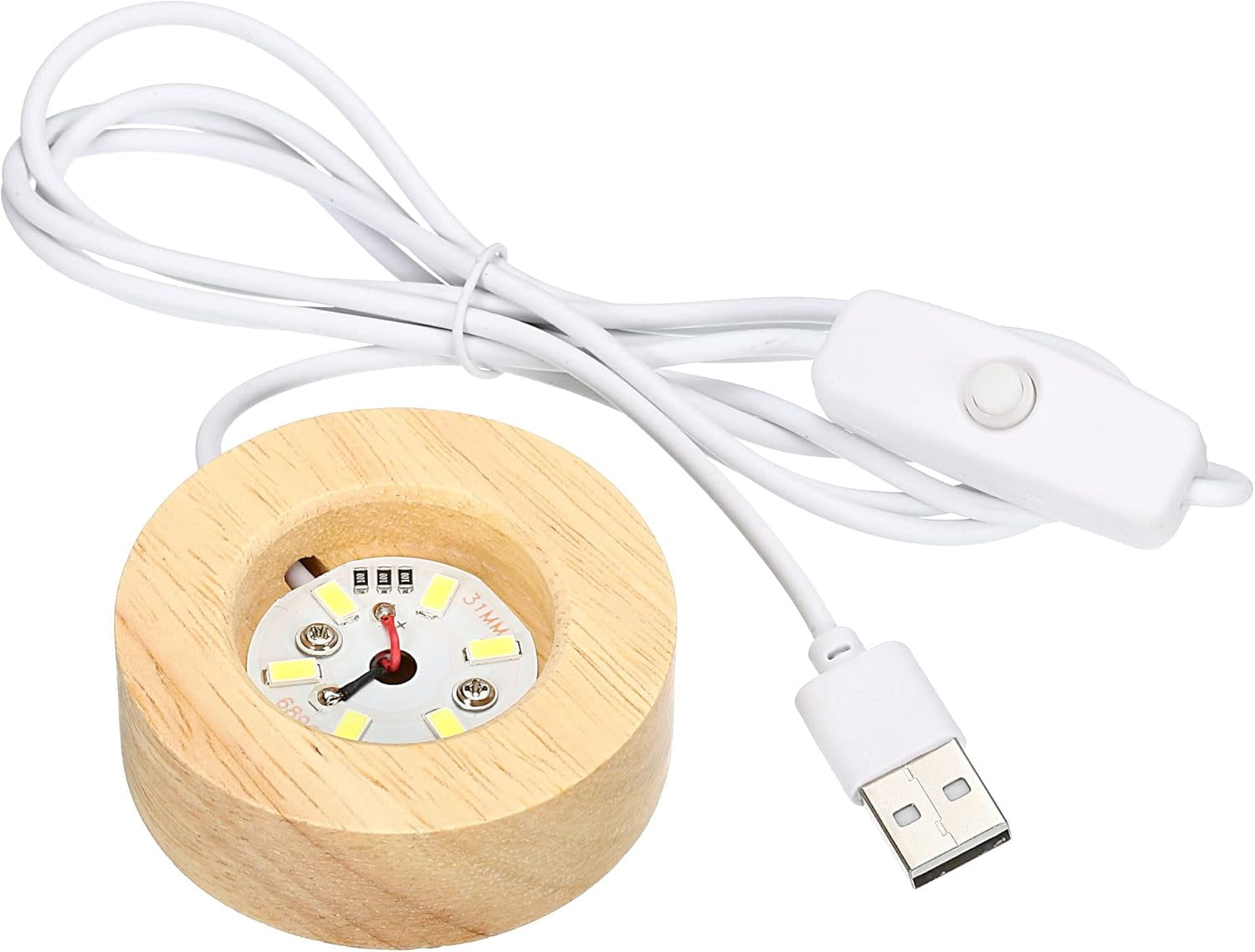 Wooden LED Light Base Stand, Round Wooden 2.36" Dia White Lights ...