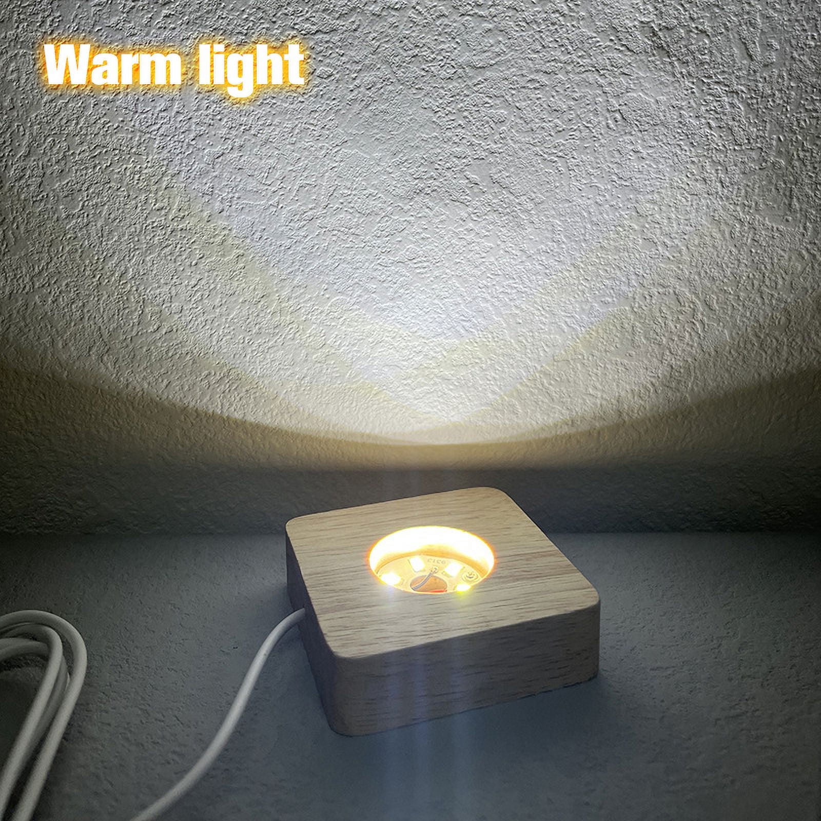 Wooden LED Light Display Base Crystal Glass Resin Art Ornament Wooden ...