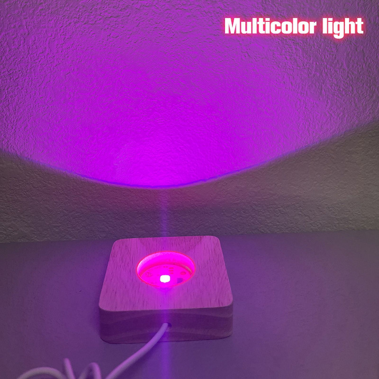 Wooden LED Light Display Base Crystal Glass Resin Art Ornament Wooden ...