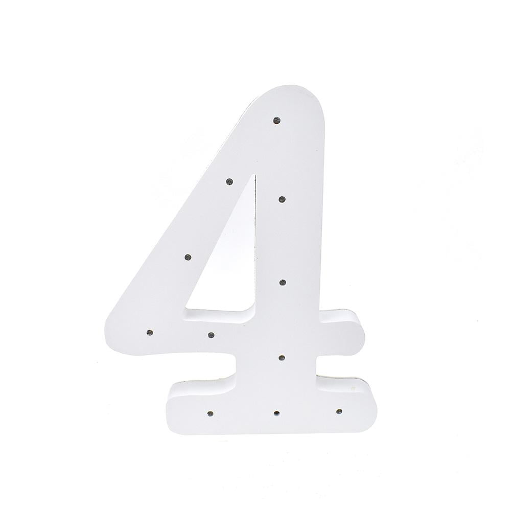 Wooden LED Number 4, White, 11-1/2-Inch - Walmart.com