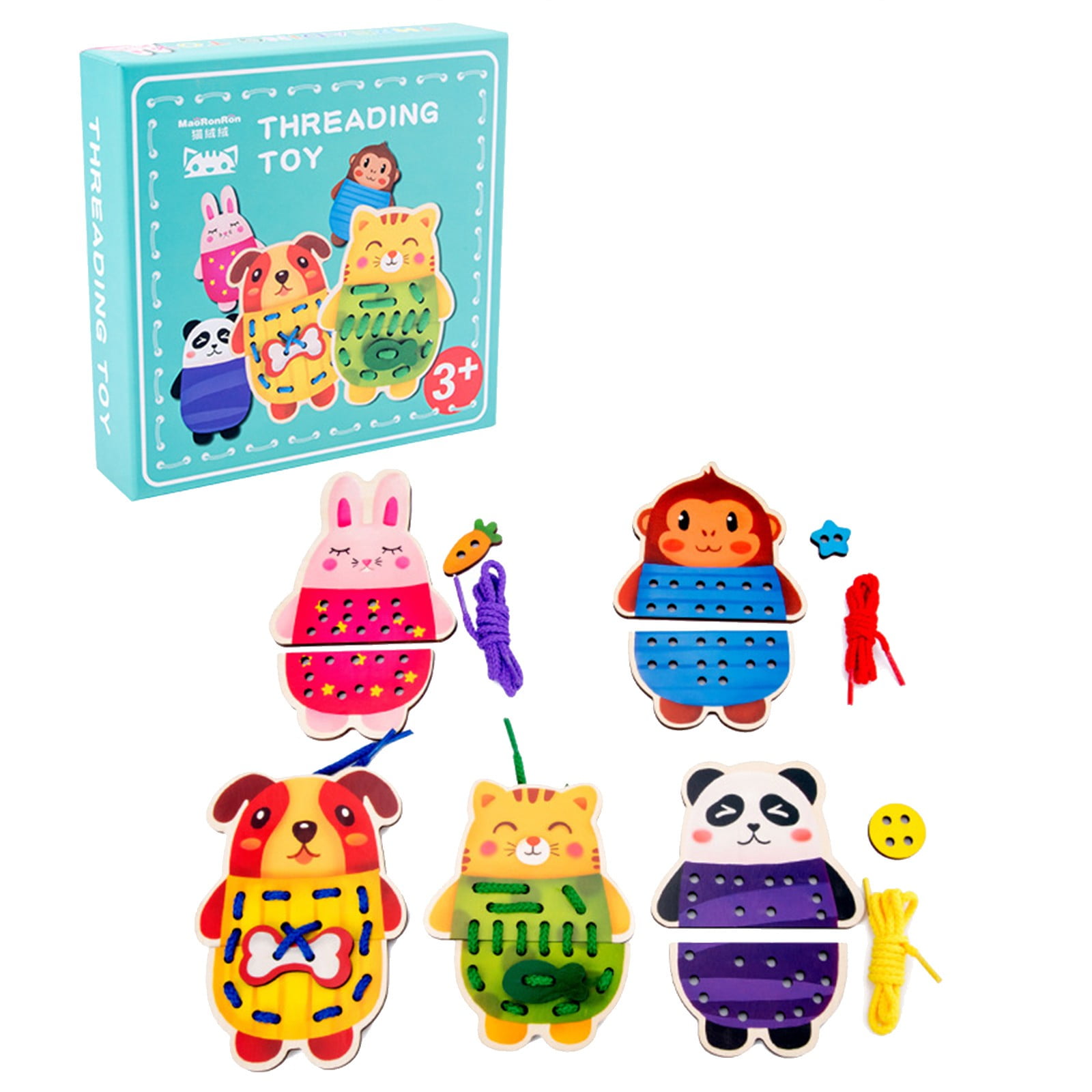 Wooden Lace Threading Toy, Preschool Learning Educational Toy Set ...