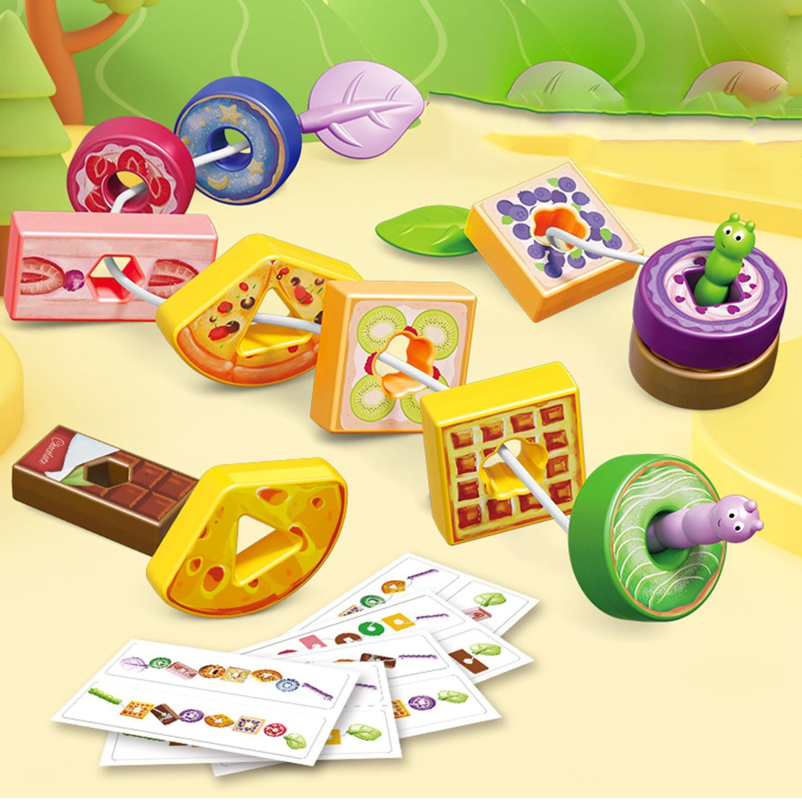 Wooden Lacing Game Gluttonous Worm Food Stringing Toy | Tabletop Fine ...
