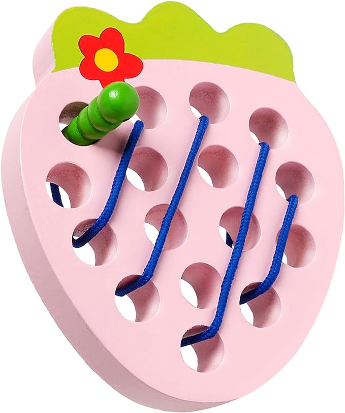 Wooden Lacing Toys for Toddlers, Baby Toys Strawberry Threading Toys ...