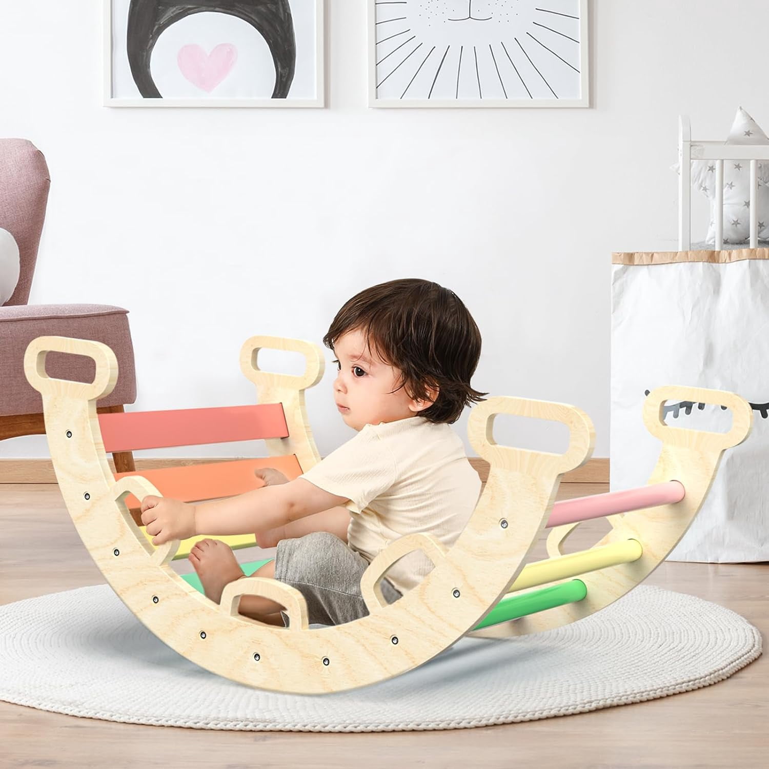 Wooden Ladder Arch for Climbing Toddlers Waldorf Children Indoor Gym ...