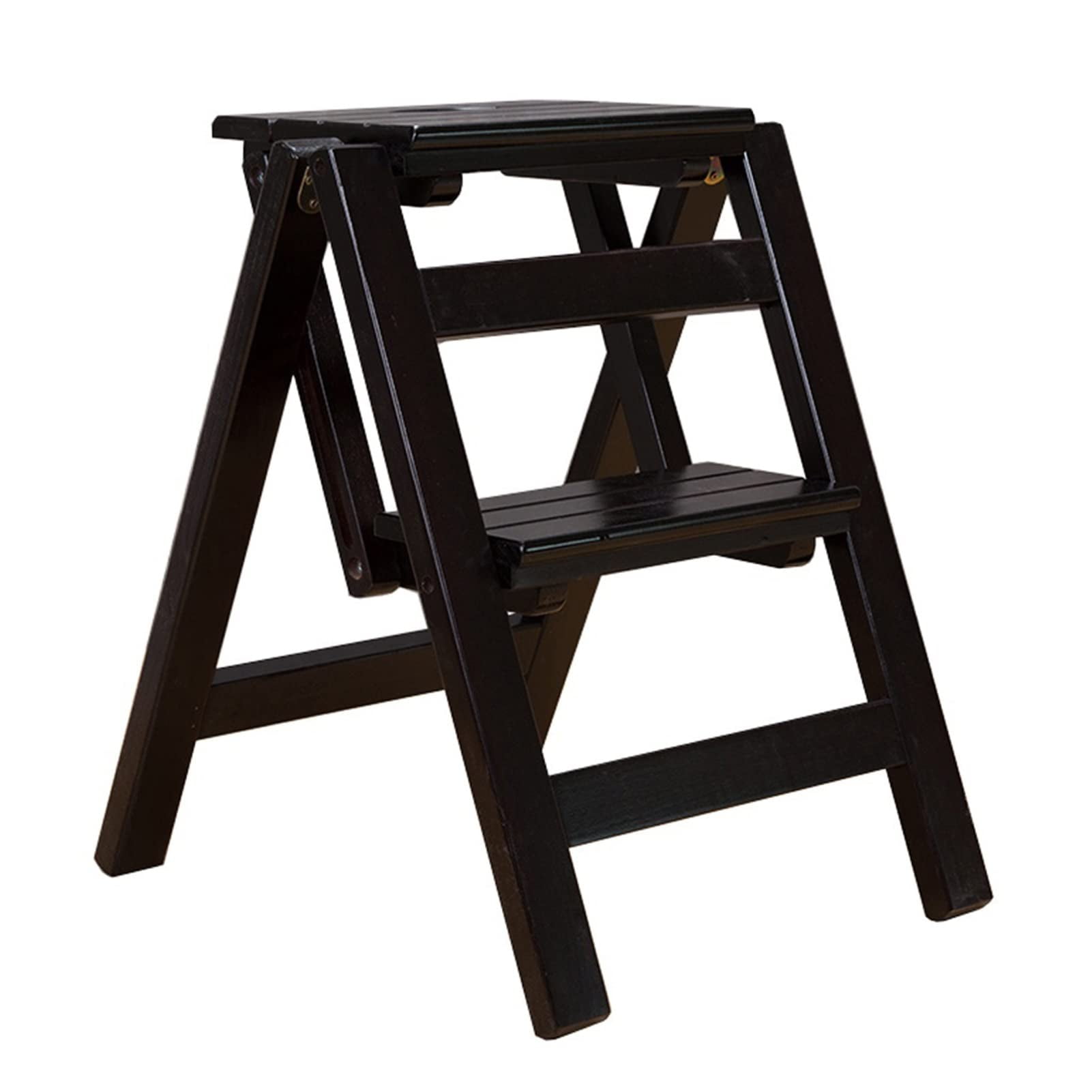 Wooden Ladder Stool 2 Steps Folding Foot Stools Ladder Milti-fuction ...
