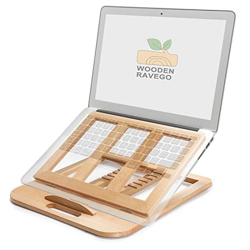 Wooden Laptop Stand, Foldable Ventilated Laptop Riser, Adjustable ...