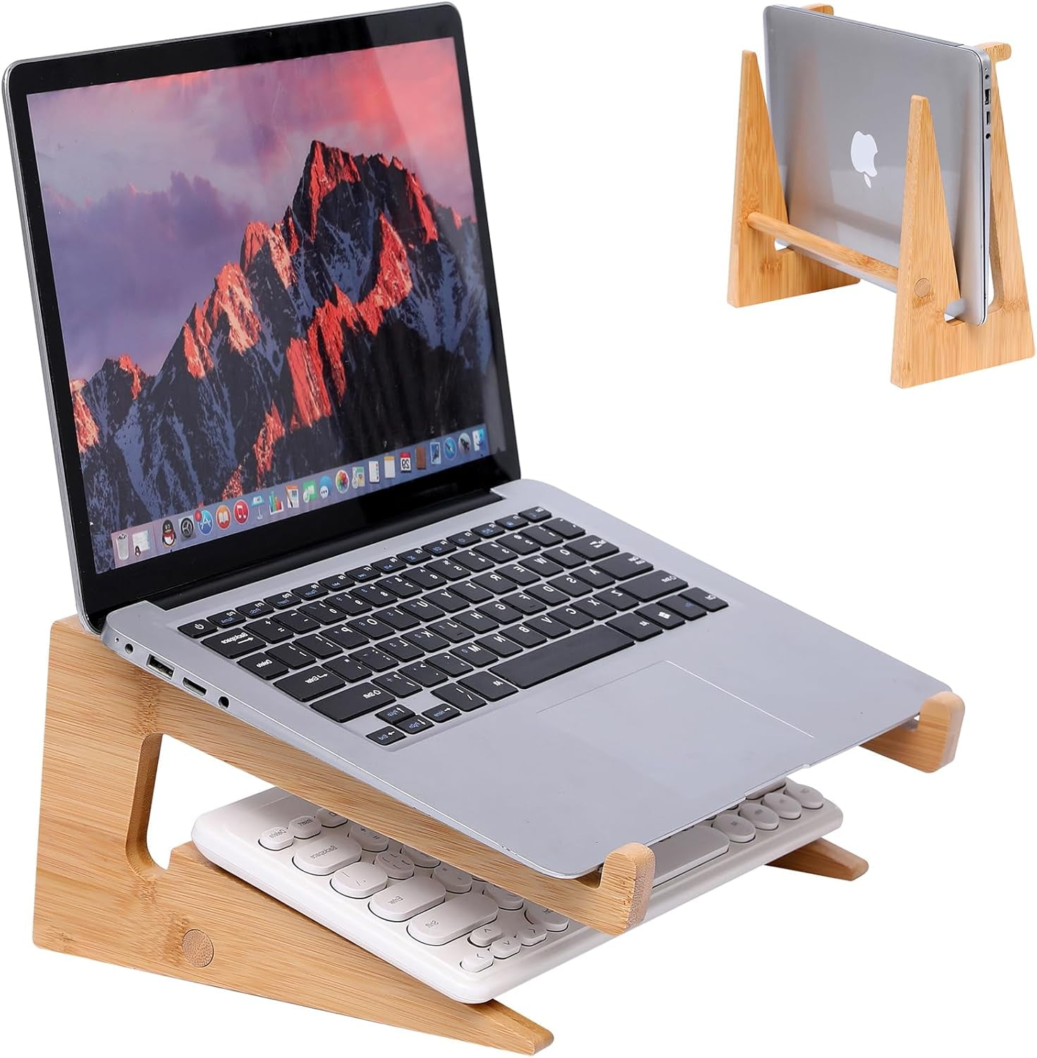 Wooden Laptop Stand Vertical Laptop for 13-18.6in Bamboo Stand for Desk ...