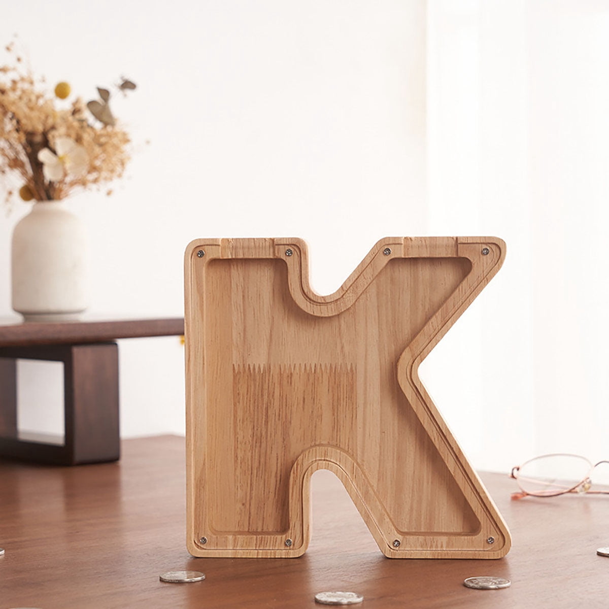 Wooden Large Letter Alphabet Money Bank with Initial K, Coin Bank Gifts ...