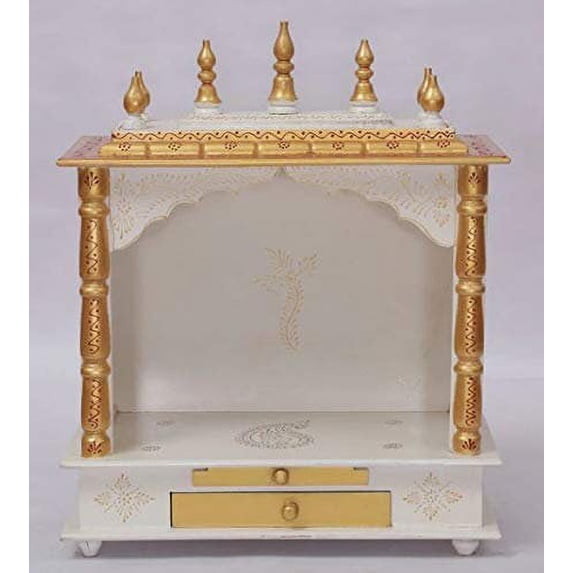 Wooden Large Puja Mandir / Designer Puja Mandir With Storage Cabinets ...