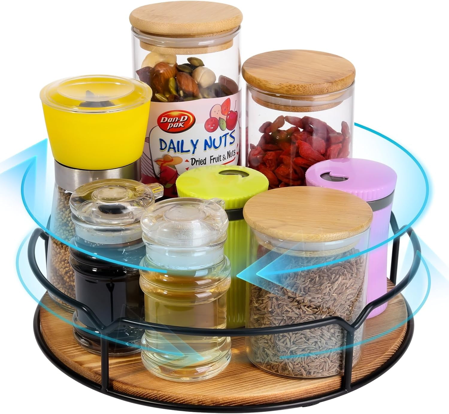 Wooden Lazy Susan Turntable Organizer - 9-inch 360° Smooth-Spinning ...