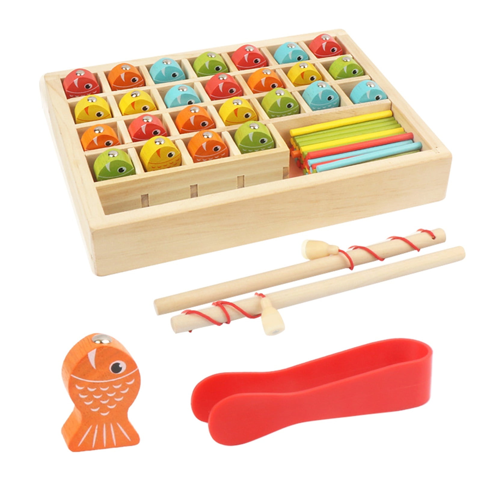 Wooden Learning Logarithm Board 3-in-1 Montessori Math Fishing Toy Set ...