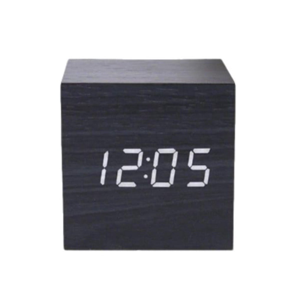 Wooden Led Alarm Clock Voice Control Night Light Creative Bedside Table ...