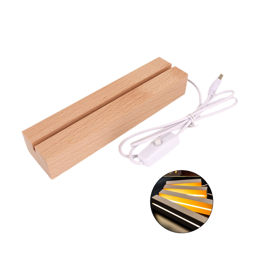 Wooden Led Display Base Stand Crystal Glass Light Base Stand for Resin ...