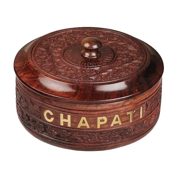 Wooden Legacy Handcrafted Premium Wooden Chapati Box for Kitchen Roti ...