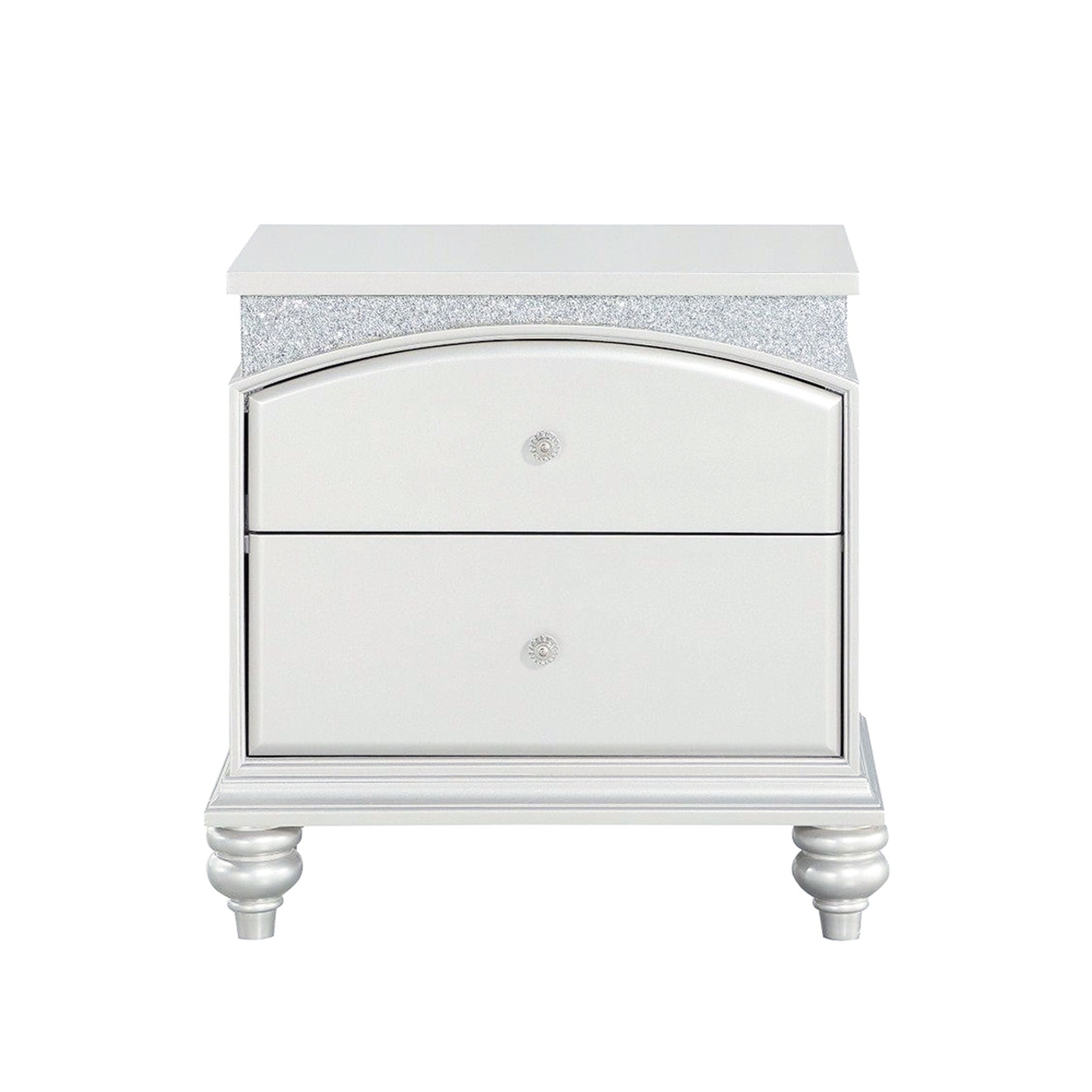 Wooden Legs & Sparkling Inlay - Bedroom Nightstand with Decorative ...