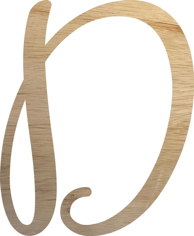Wooden Letter Cursive D, Unfinished Wood Craft 4'' Small Letter, DIY ...