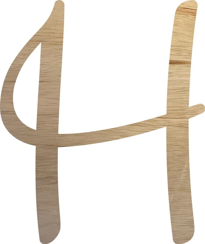 Wooden Letter Cursive H, Unfinished Wood Craft 4'' Small Letter, DIY ...