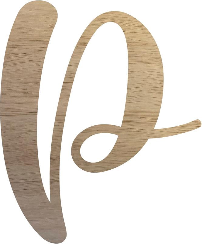 Wooden Letter Cursive P, Unfinished 8'' Craft Wood Letter, Paintable ...