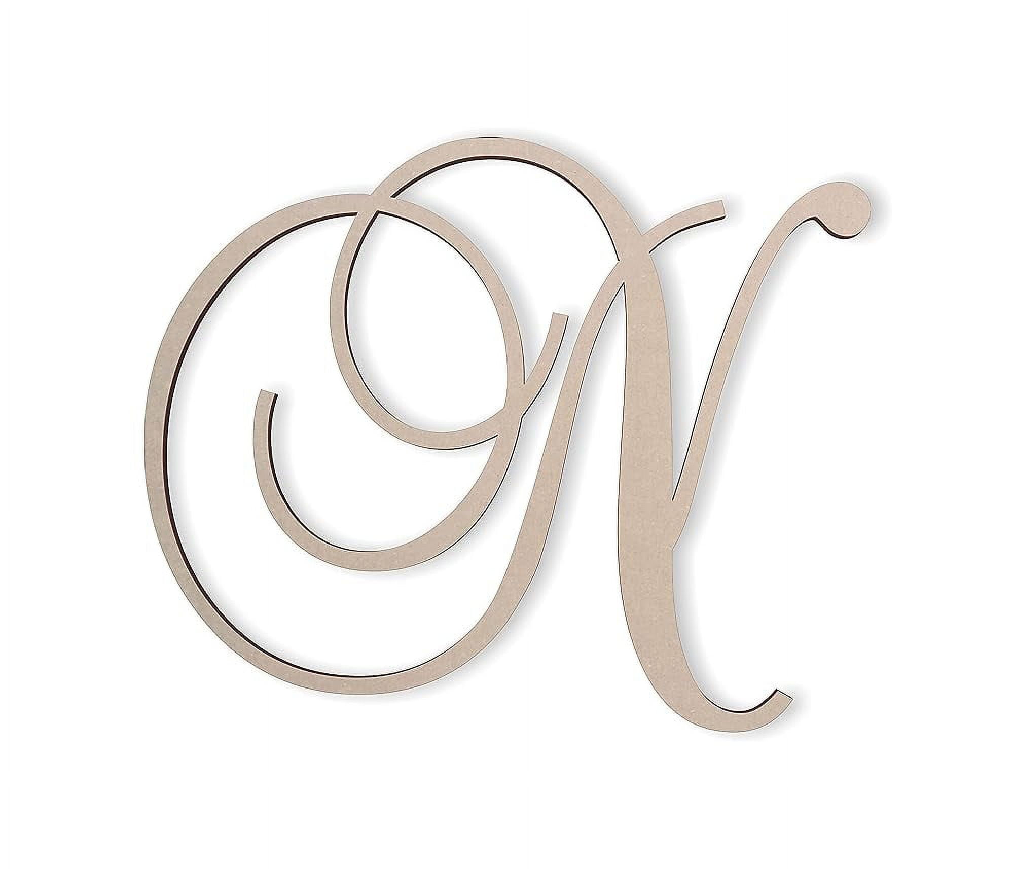 Wooden Letter N, Wooden Hanging, Large Wooden Letters, Cursive Wood ...