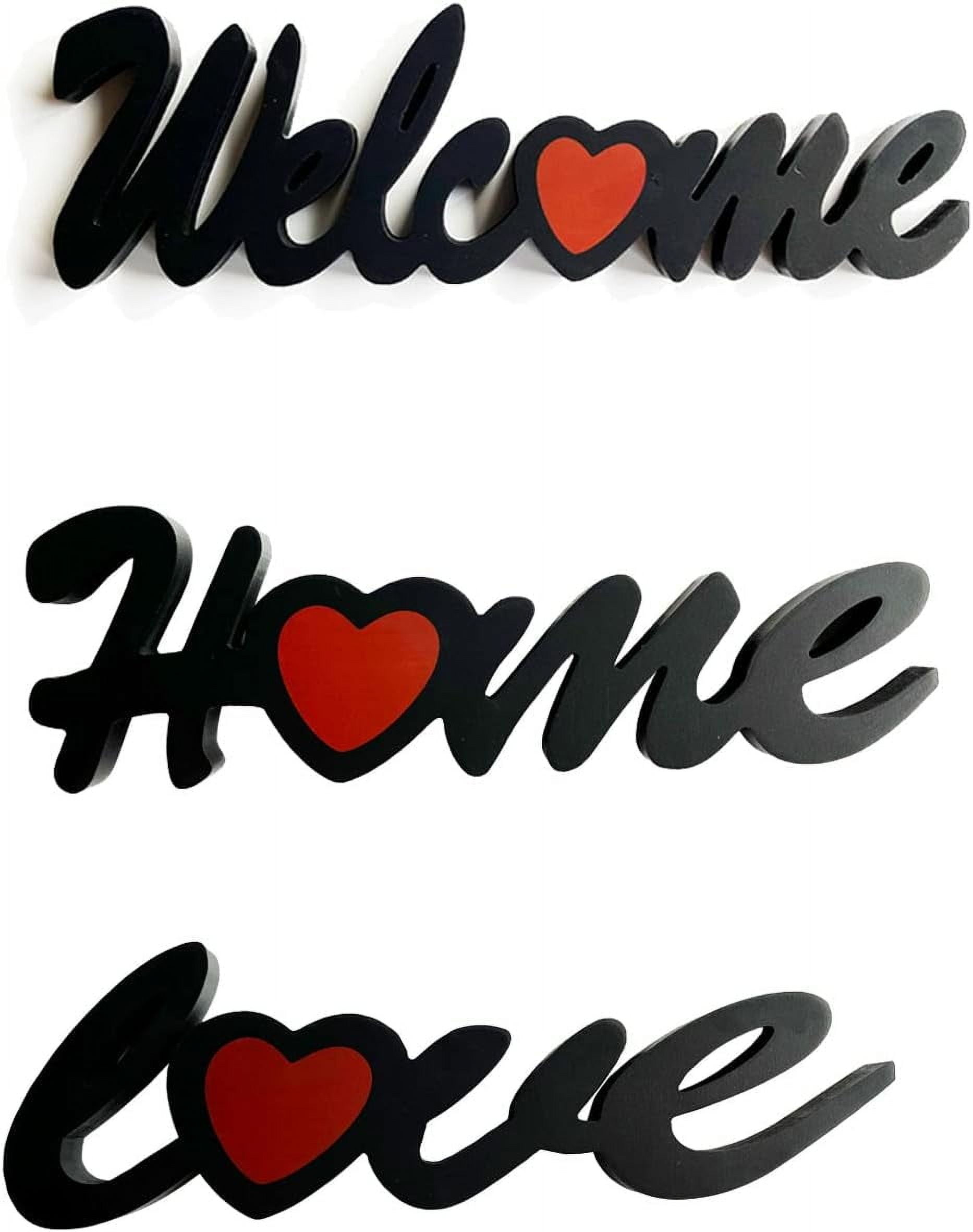 Wooden Letter Table Counter Cabinet Sign Heart Decorations Cutout Word ...