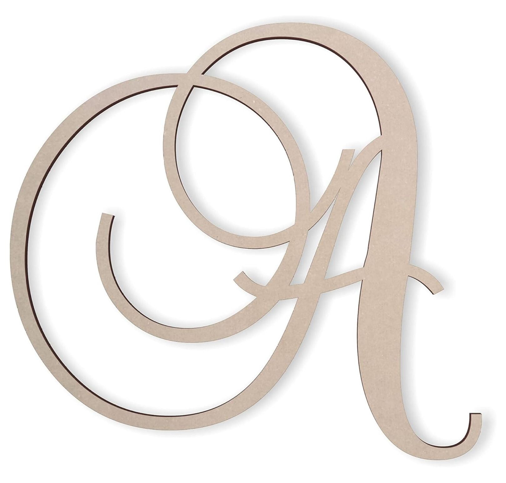 Wooden Letter A – Unfinished Cursive Wall Decorative Letters, Large ...