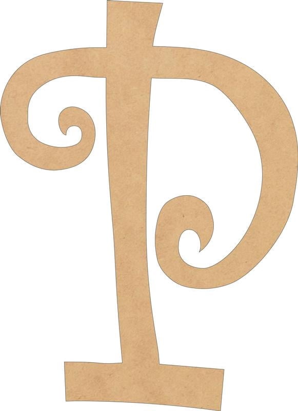 Wooden Letters Cheap, Unfinished 14'' Tall Curlz P, Alphabet Small MDF ...
