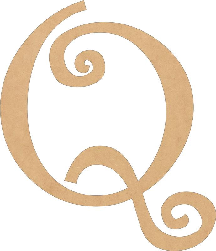 Wooden Letters Cheap, Unfinished 14'' Tall Curlz Q, Alphabet Small MDF ...