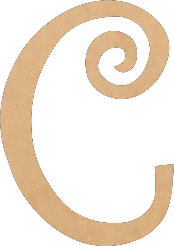 Wooden Letters Cheap, Unfinished 4'' Tall Curlz C, Alphabet Small MDF ...