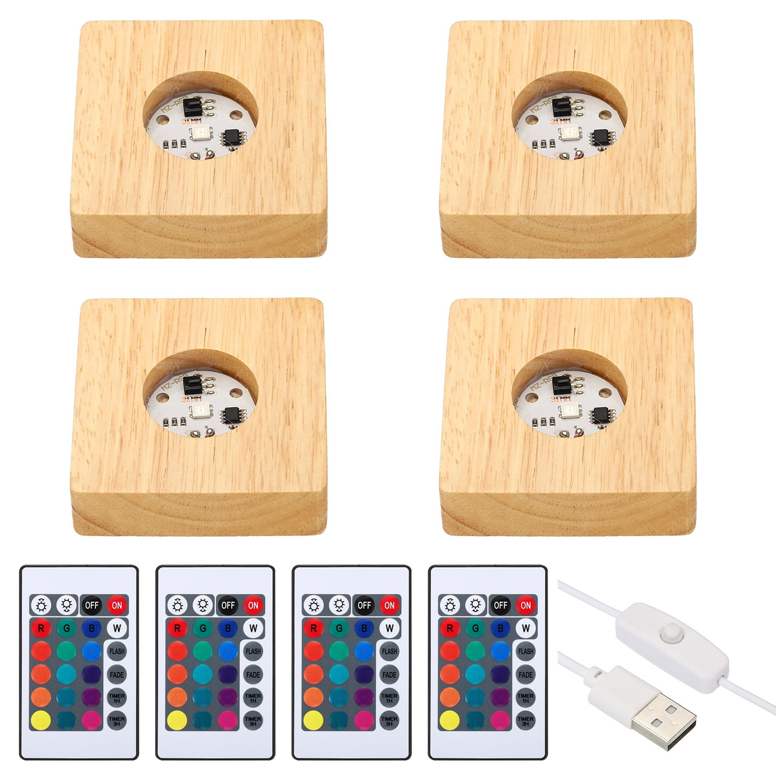 Wooden Light Stand Base LED Lights Display Base with Remote Control for ...