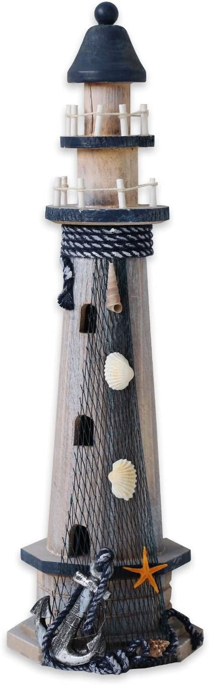 Wooden Lighthouse Decor, 19.5 Inch Decorative Nautical Lighthouse ...