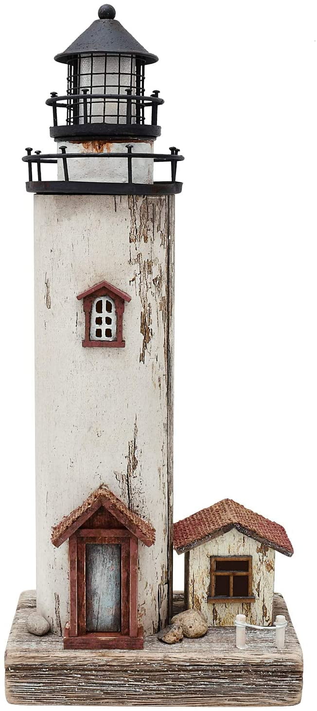 Wooden Lighthouse Decor with Light, Decorative Nautical Lighthouse ...