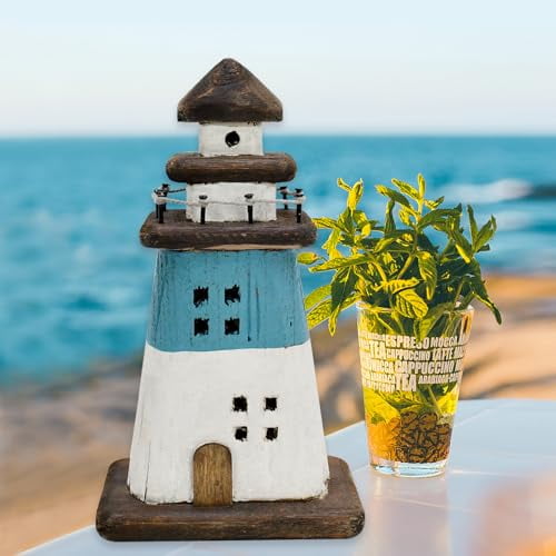Wooden Lighthouse Decor Nautical Tabletop Centerpiece Decorative ...