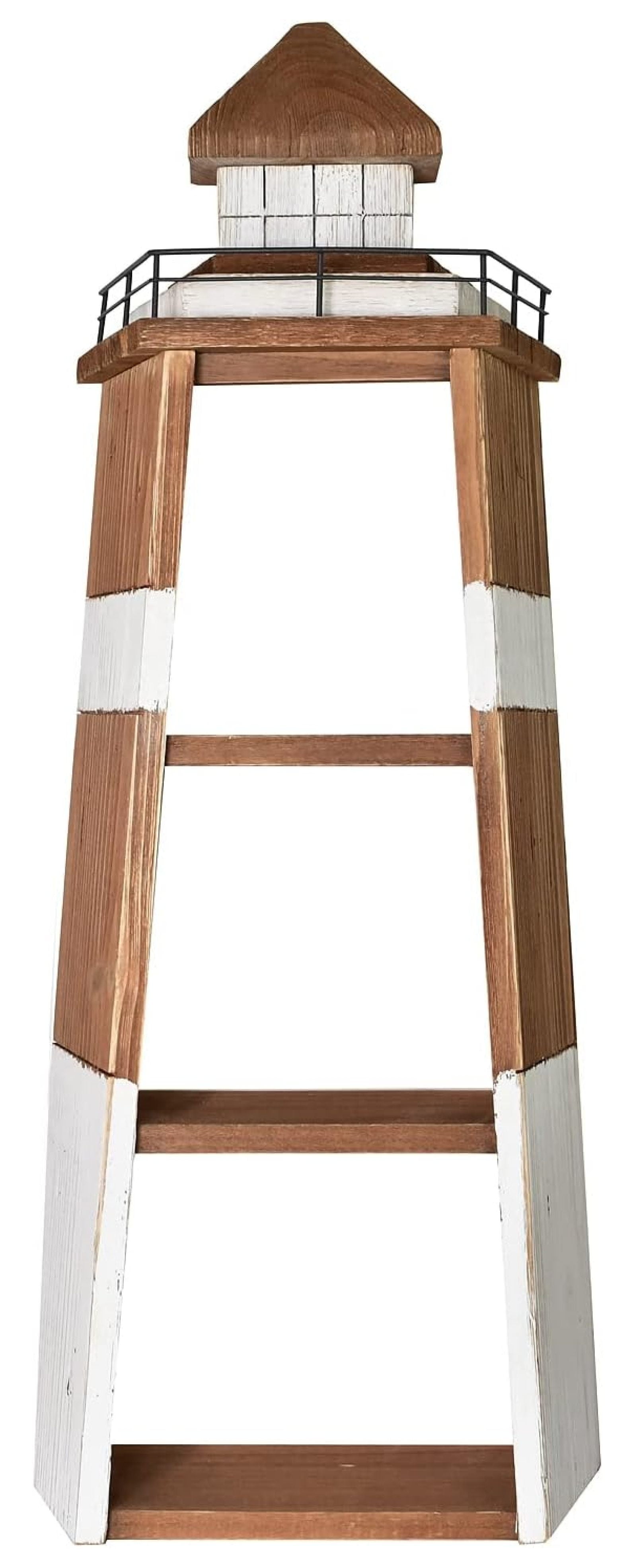 Wooden Lighthouse Shelf Nautical Beach Home Room Decoration, 31.1"H ...