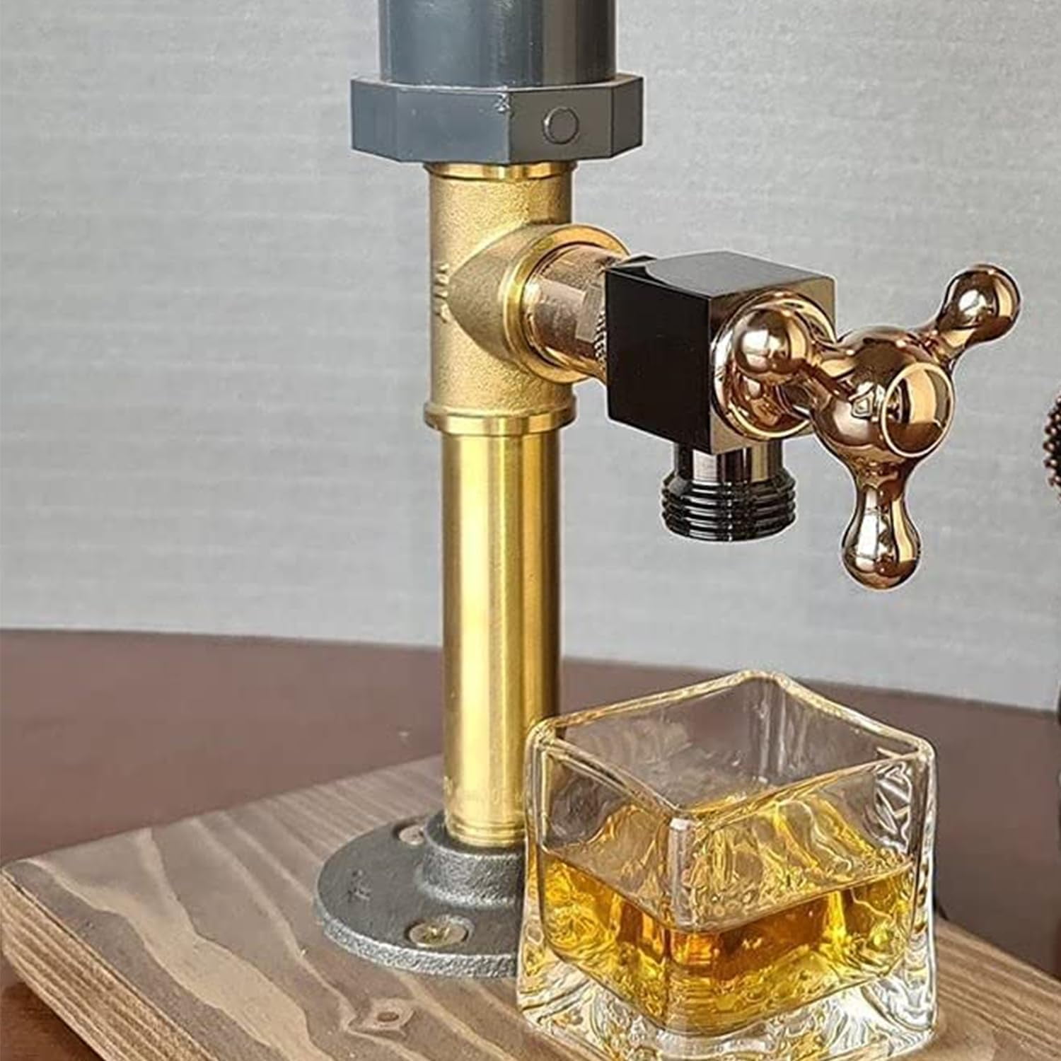 Wooden Liquor Dispenser for Home Bar,Faucet Shape Whiskey Wine ...