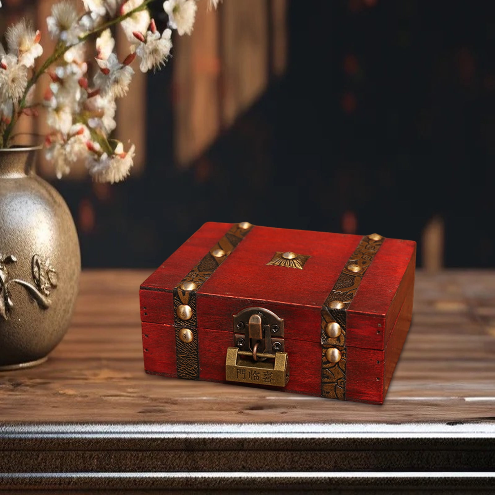 Wooden Lock Box, Small Storage Box, Secure Lock, Sliding Lid Design ...