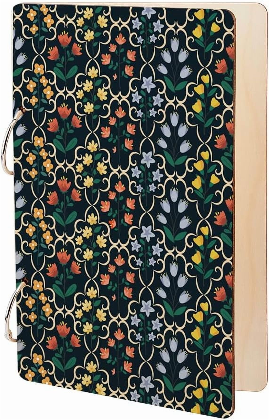 Wooden Loose Leaf Binder Floral Pattern Greeting Card Organizer Flowers ...