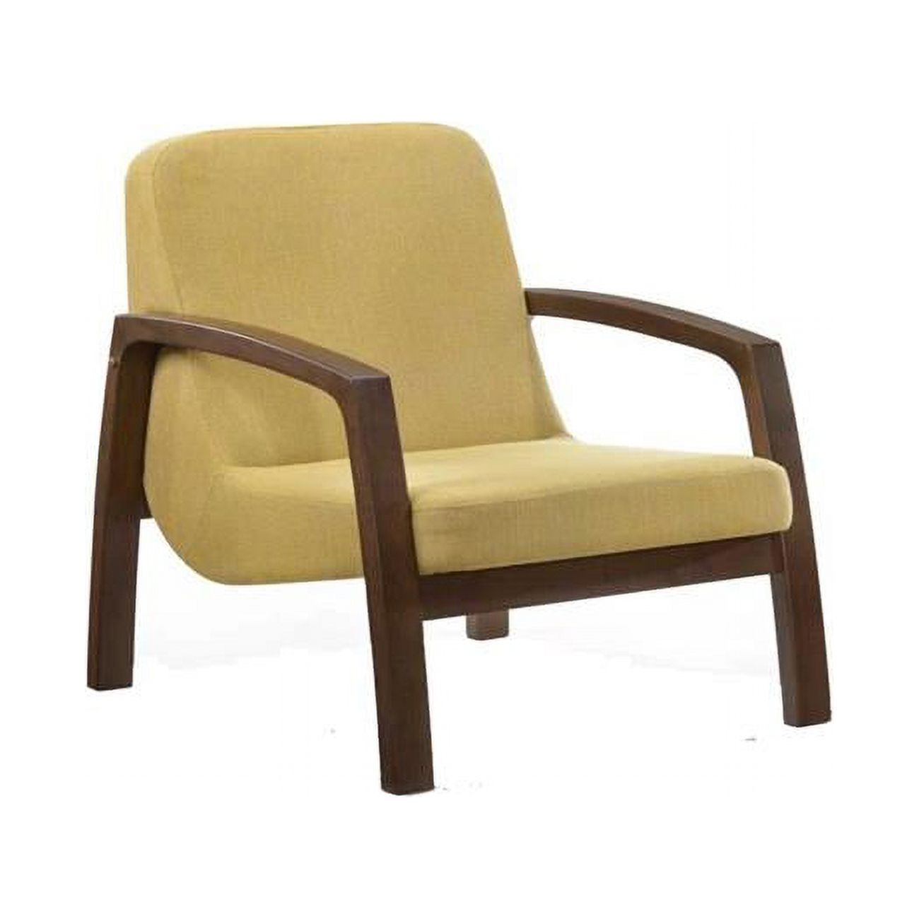 Wooden Lounge Chair with Block Legs & Padded Seat, Yellow - Walmart.com