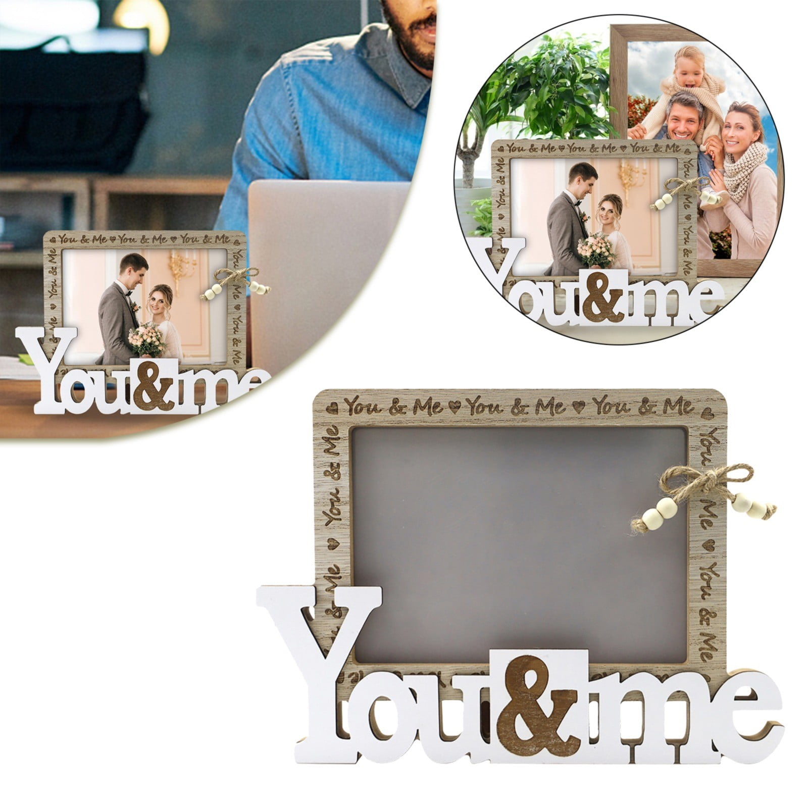 Wooden Love Photo Frame Valentine Decorations Wooden Heart Shape ...