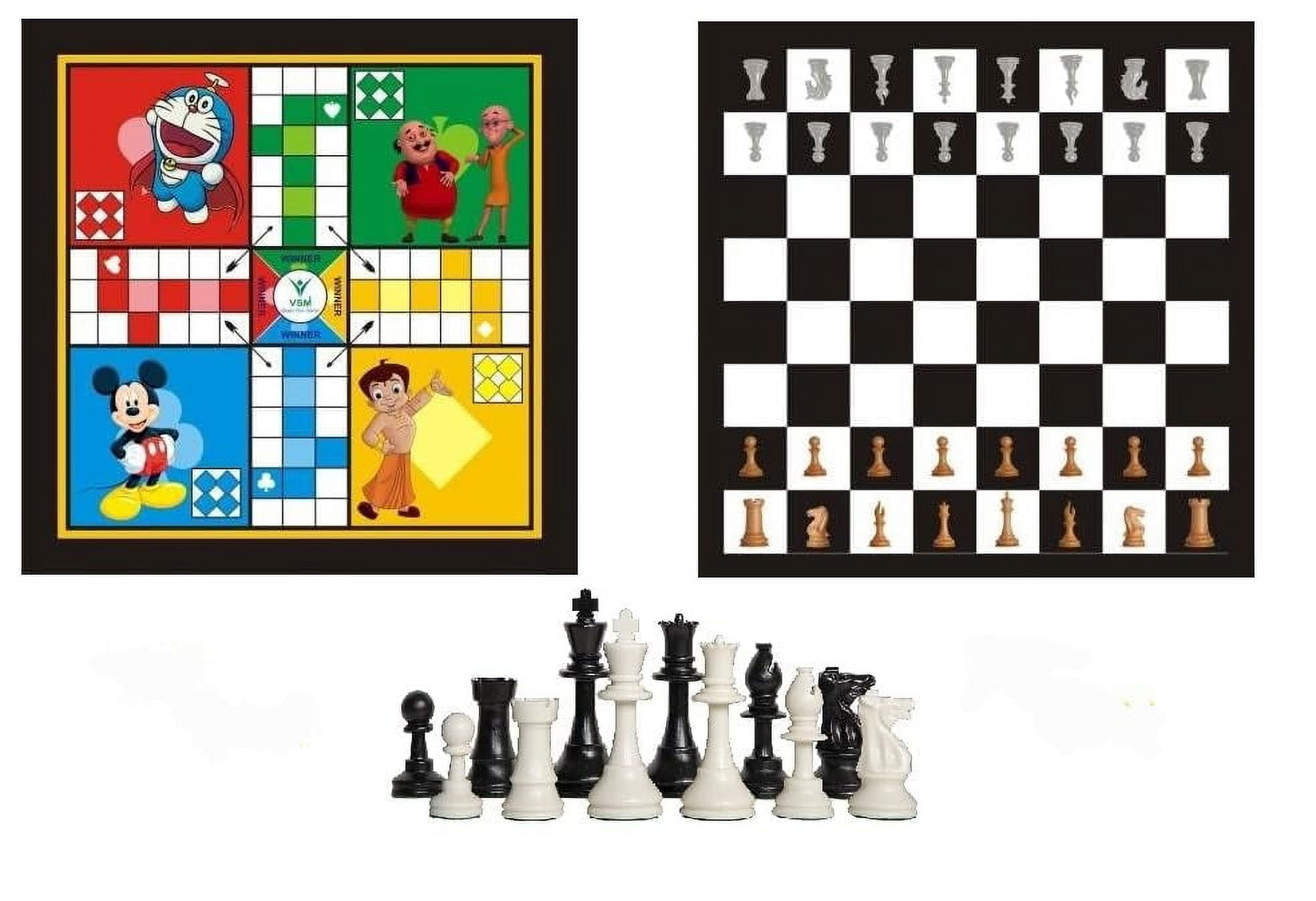 Wooden Ludo, Snakes & Ladders, & Chess Board Combo Of Ludo Coins ...