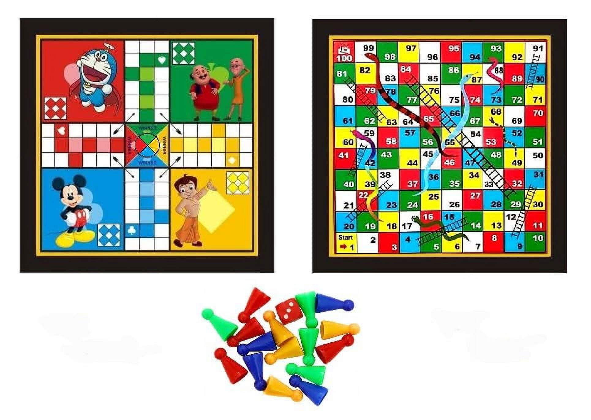 Wooden Ludo, Snakes & Ladders, & Chess Board Combo Of Ludo Coins ...