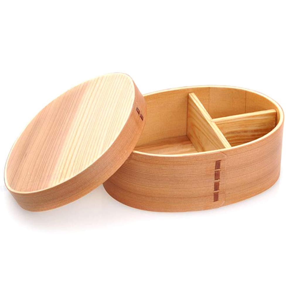 Wooden Lunch Box Bento Box with Internal Separator Cryptomeria Wood ...