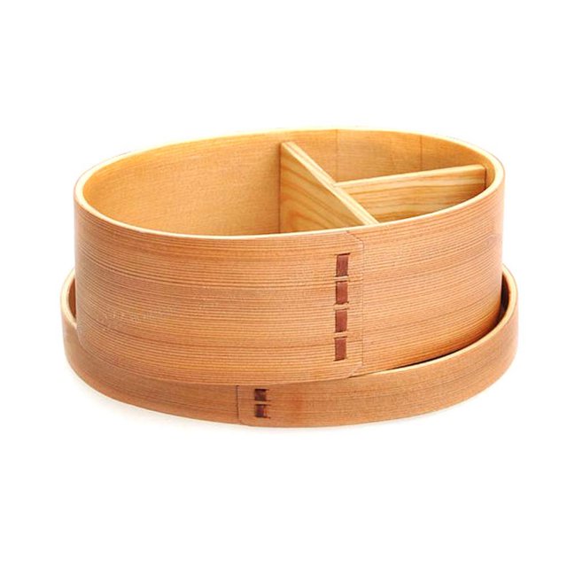Wooden Lunch Box Bento Box with Internal Separator Cryptomeria Wood ...