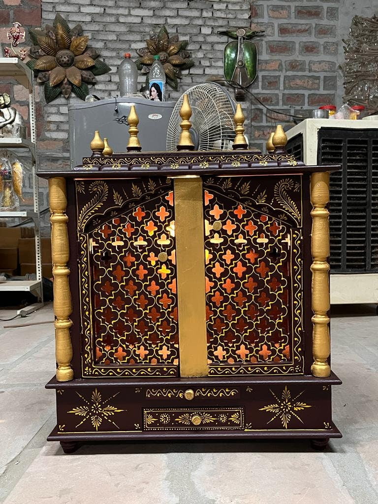 Indian Decorative Wooden MDF Large Temple with LED Light, Handcrafted ...